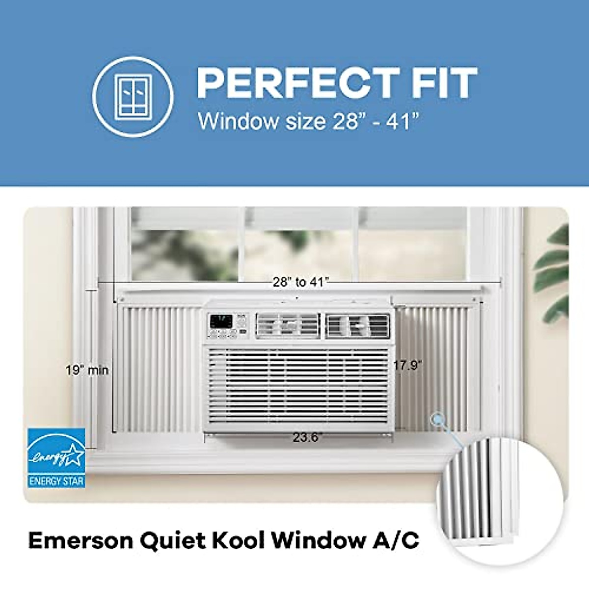 Emerson Quiet Kool 15,000 BTU 115V Window Air Conditioner with Remote Control, Cools Rooms up to 700 Sq.Ft. with 24H Timer, 3-Speeds, Quiet Operation and Auto-Restart