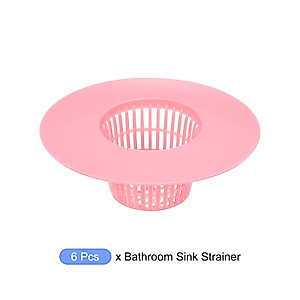 METALLIXITY Bathroom Sink Drain Strainer(2.2" x 0.6") 6pcs, Shower Drain Hair Catcher, Shower Drain Cover Fits - for Bathroom Bathtub Wash Basin Hole Shower Drains, Pink
