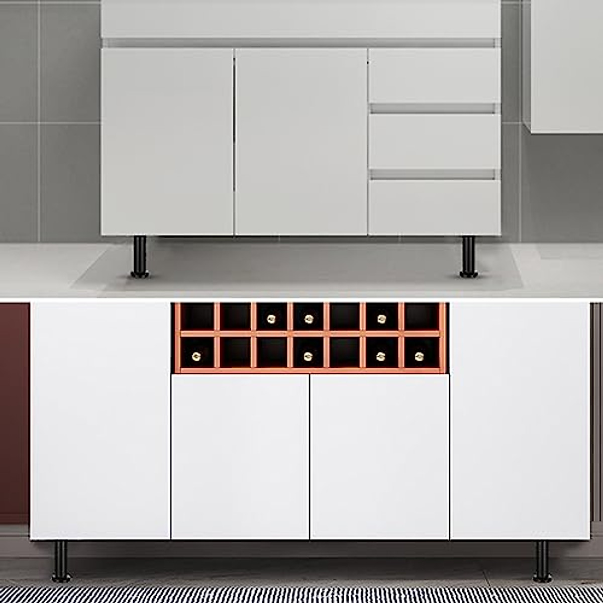 Bed Support Legs, Metal Adjustable Legs for Bed, Heavy Duty Bed Center Frame Middle Reinforce Circular Bottom Extendable Slat Support Leg for Cabinet Sofa Bed Frame Replacement Parts (Black 1 Pcs)