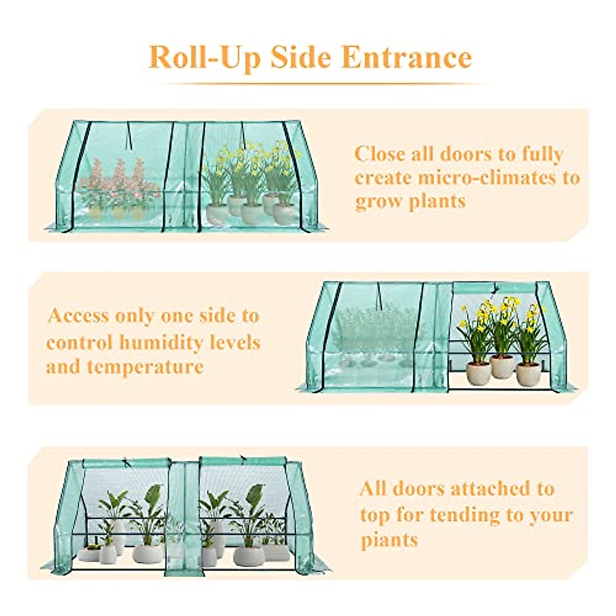 Funny Sunny Portable Mini Greenhouse, Outdoor Garden Greenhouse with Roll Up Door & Double Zipper, Waterproof & UV Protected Plastic Greenhouse for Indoor Outdoor Patio Backyard Nursery Vegetable