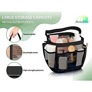 HomeShui Mesh Shower Caddy Dorm - Portable Shower Caddy Basket - Quick-Dry Mesh Shower Bag with 8 Pockets - Bath Caddy - Travel Shower Caddy College