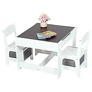 kinbor Kids Table and Chair Set - 3 in 1 Activity Table for Toddlers 2-7, Toddler Table and Chair Set with Removable Tabletop, Storage Space for Toddlers Arts, Crafts, Drawing, Reading, Playroom