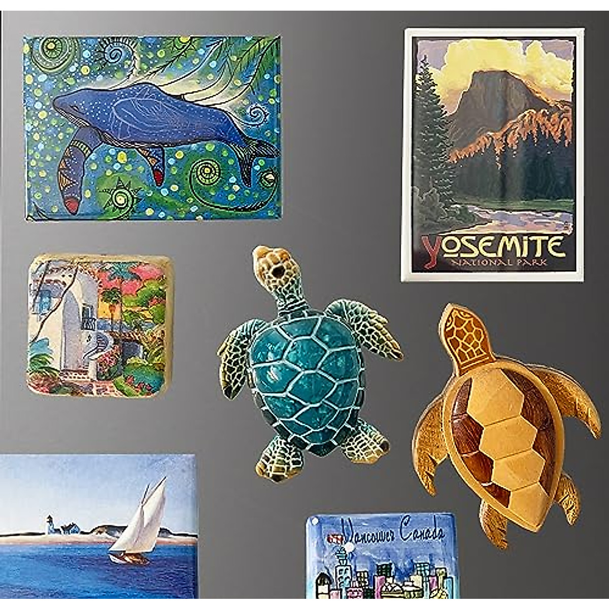 Blue Sea Turtle Fridge Magnet - Cute Coastal Beach House + Ocean Decor Magnet for Refrigerator or Metal Bulletin Board - 3 x 2 Inches, Turquoise