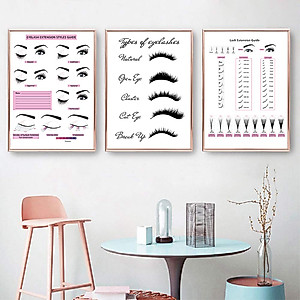 Beauty Salon Wall Art Decor Eyelash Extension Guide Posters Lash Extension Form Canvas Print Painting Decor Eyelash Technician Forms Modern Picture for Bedroom Women 20x28x3 inch No Frame