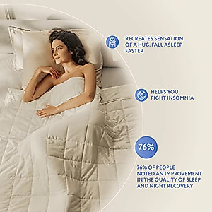 SLEEP & GLOW Cooling Weighted Blanket Premium 400 TC Cotton with Glass Beads & No Glue All Season Breathable Heavy Blanket - 10 LBS Single Size 48” x 72” (White)