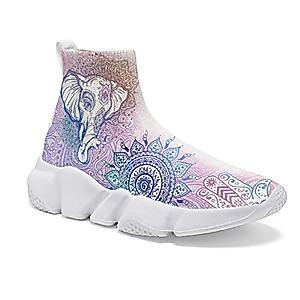 Women’s Athletic Walking Travel Shoes Lightweight Mesh Tennis Sport Sneakers Fashion Art Crane Shoes Casual Tennis Sports Shoes White