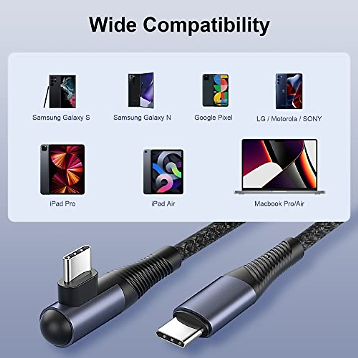 Deegotech USB-C to USB-C Fast Charging Cable 10ft Pack of 2 [60W 3.1A] Nylon Braided Fast Charger Compatible with MacBook Pro/Air, iPad/Pro/Air/Mini, Sumsung Galaxy and More Devices with USB-C Port