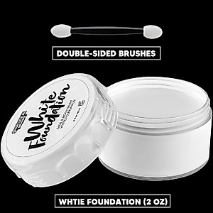 Spooktacular Creations Halloween 2 Oz White Face Body Paint Makeup Foundation Cream for Adult and Kids, Waterproof Body Paint with Makeup Brush for Stage, Film, Clown, SFX Cosplay
