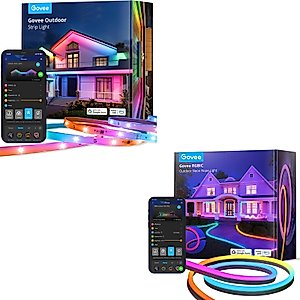 Govee Outdoor LED Strip Lights 98.4ft Bundle Outdoor Neon Rope Lights, 64+ Scenes, Music Sync, Flexible LED Rope Lights for Yard Garden Patio, Compatible with Alexa, Google Assistant