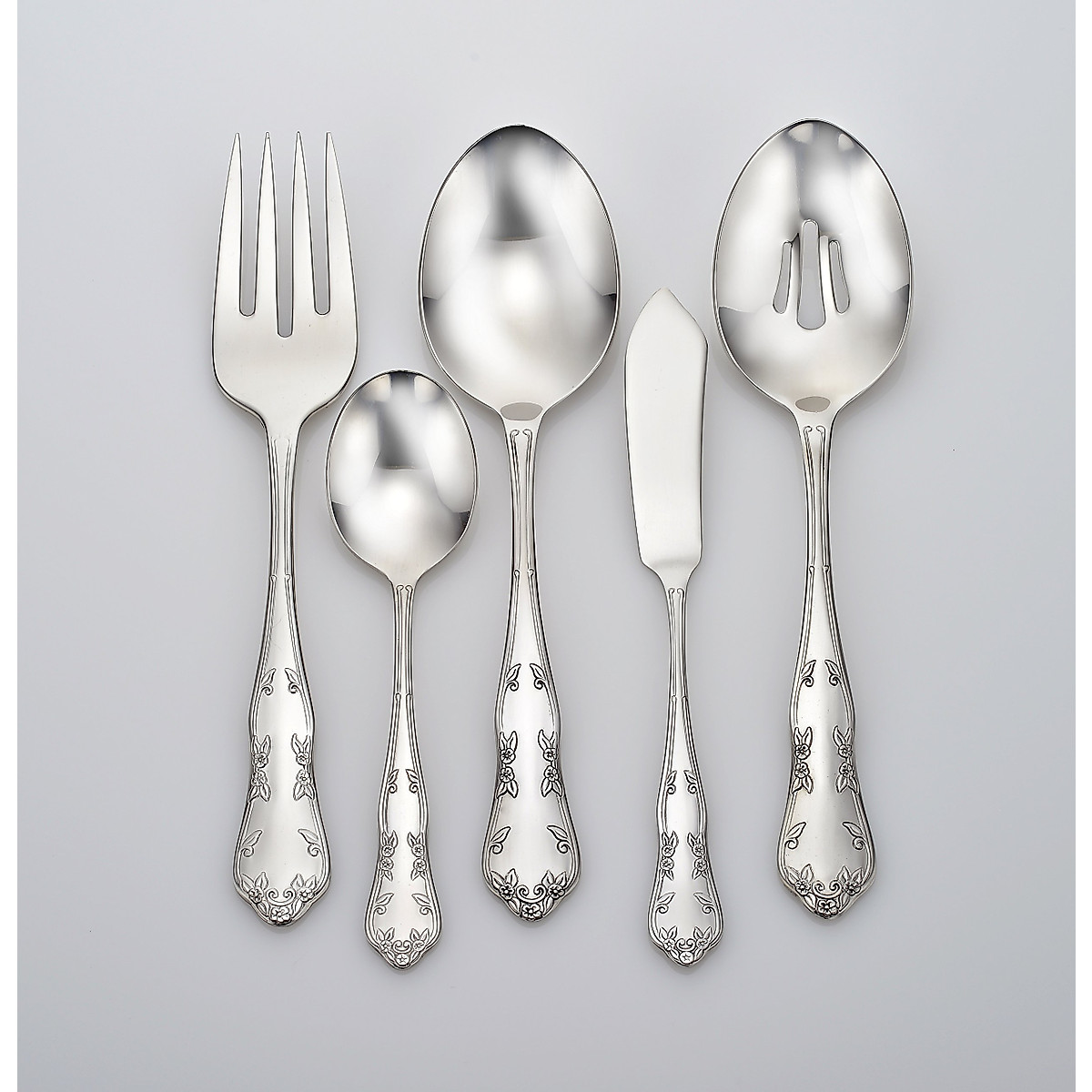 Liberty Tabletop Martha Washington 45-piece 18/10 Flatware Set for 8, Includes Serving Pieces Made in USA