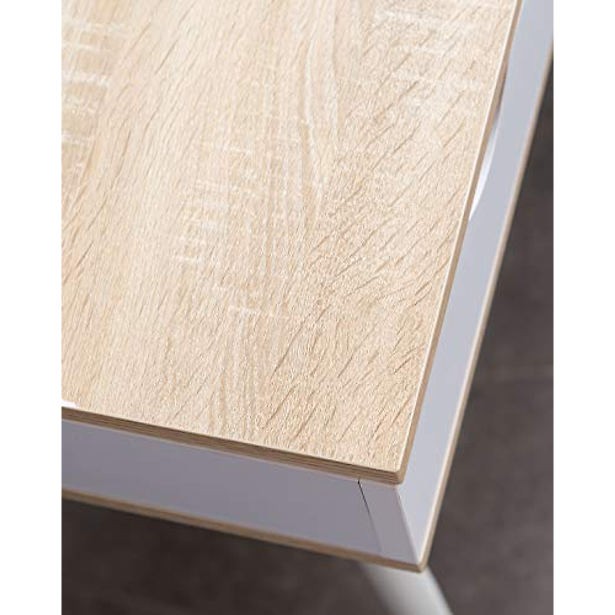 JJS Home Computer Desk, Writing Desk with Drawers, Contemporary Design Split Top Storage Modern Desk, Sturdy and Easy Assembly Spacious Desktop Mid Century Desk,White Desks for Bedroom Dresser Table