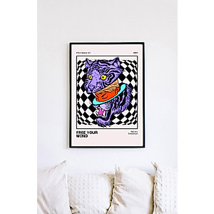 Retro Art Prints - (11" x 14") Ready to Frame Set of 4 Eye Catching Poster Prints - Home Decor/Bedroom/Kitchen/Dorm - By Printer's Row & Co.