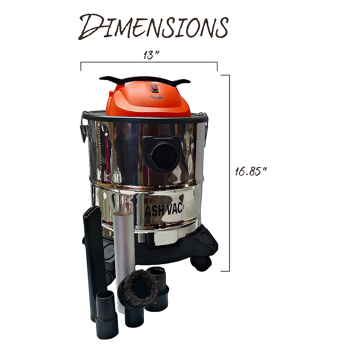 Pellethead Ash Vault Pro 5-Gallon 10-Amp Power Ash Vacuum with Hose Accessories and Heat-Resistant HEPA Filters