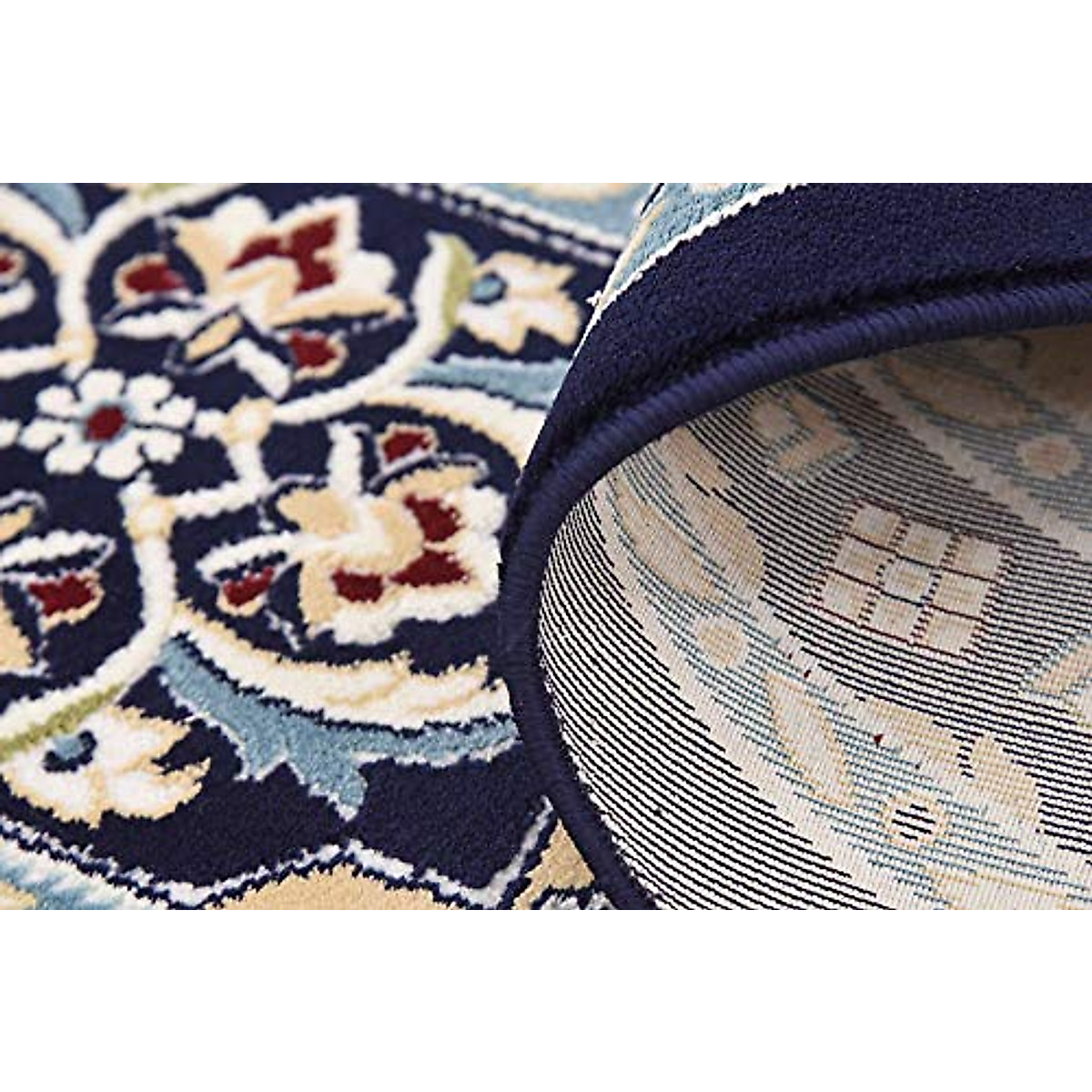 Unique Loom Narenj Collection Area Rug - Liverpool (10'Round, Navy Blue/ Beige)