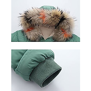 FunnyPaja Baby Toddler Boys Girls Winter Warm Coats Hooded Windproof Jacket Snowsuit Outerwear Fur Hoodies Light Green 12-18 Months