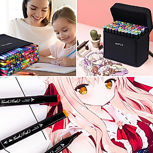 chfine Marker Case, Canvas Zippered Pen Bag Pencil Organizer for 80 Pcs Markers, Soft Stationary Storage Portable Large Capacity Organizer for School Students Teen Boys Girls, Black