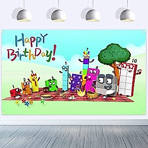 Numberblocks Backdrop Birthday Party Decoration - 5x3ft Numberblocks Background Party Supplies Digital Birthday Decoration for Kids School Wall Decorations