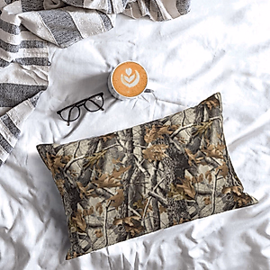 Bed Pillow Protector Zippered Mossy-Tree-Camo-Leaf Soft Pillow Case Cover 20x30 Inches