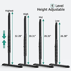 Universal TV Stand, Table Top TV Stand Base Replacement for Most 37 to 80 Inch LCD LED TVs, 4 Height Adjustable TV Legs with Cable Management Hold up to 100lbs,Max VESA 800x400mm,Black(SG81901)
