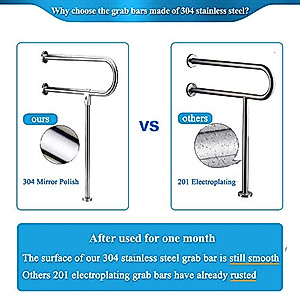 Handicap Rails Grab Bars Bathroom Toilet Safety Rails Support for Elderly Seniors Handicap Toilet Rails Support Assist Stainless Steel Grab Bars for Bathroom Shower Safety Bars Handrails