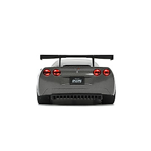 Big Time Muscle 1:24 2005 Chevy Corvette C6R Die-cast Car Charcoal Grey, Toys for Kids and Adults