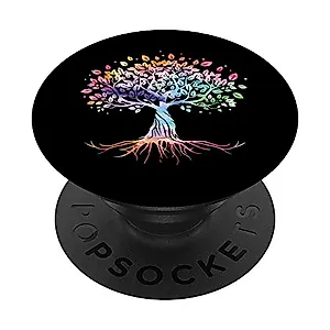 Colorful Life Is Really Good Vintage Unique Tree Art Gift PopSockets PopGrip: Swappable Grip for Phones & Tablets