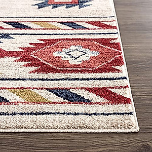 Abani Rugs Tribal Design Red & Beige Living Room Rug - Premium Southwestern Style Non-Shedding 5'3" x 7'6" (5x8) Area Rug