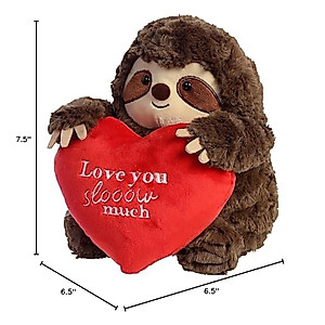 Aurora® Heartwarming Valentine JUST Sayin'™ Love You Slow Much Sloth™ Stuffed Animal - Decorative Charm - Loveable Companions - Brown 9 Inches