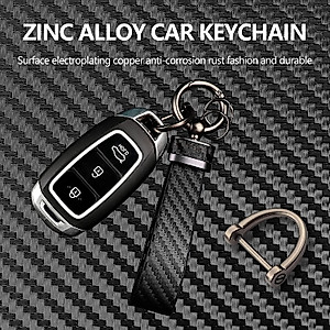 Turcee 2PCS Carbon Fiber Car Keychain Kit,Gift for Men and Women,Quick Release Spring with D-Ring Anti Lost Car Keychain Organizer