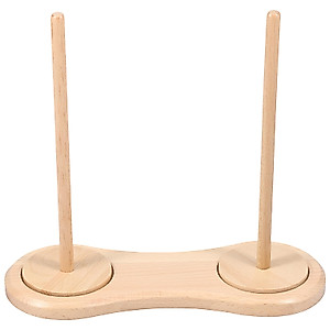 Double Wooden Yarn Holder for Crocheting, Rotatable Wooden Yarn Ball Holder Dispenser for Knitting, Revolving Yarn Ball Stand, Yarn Spindle Dispenser with Crochet Accessories for Knitting Embroidery