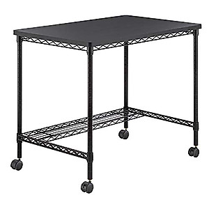 Safco Products Home Office Computer Wire Desk, Steel Frame, Melamine Top, Wheeled or Stationary Base, Great for Apartments and Dorms, Black