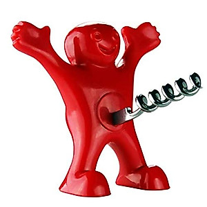 3 Pcs Funny Happy Red Man Wine Stopper Novelty Beer Corkscrew & Bottle Opener