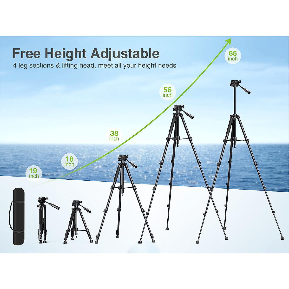 Elitehood 68" Heavy Duty iPad Tripod, Ultra-Stable Camera Tripod for iPad Pro 12.9, iPad Tripod Stand Mount for Video Recording/Photography, Compatible with 4.7-13inch Tablet/iPad Pro/Webcam/DSLR