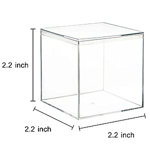 RSYJ Clear Acrylic Plastic Square Cube 2.2x2.2x2.2 Inch, 4 Pack Acrylic Box with Lid, Clear Cube Display Case, Small Plastic Storage Box with Lid, Square Clear Containers Box