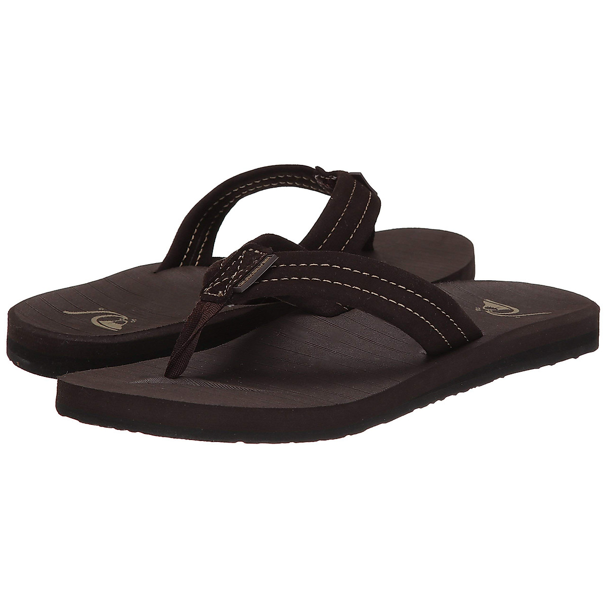 Quiksilver Men's Carver Suede 3 Point Flip Flop Athletic Sandal, Demitasse Solid, 9 M US