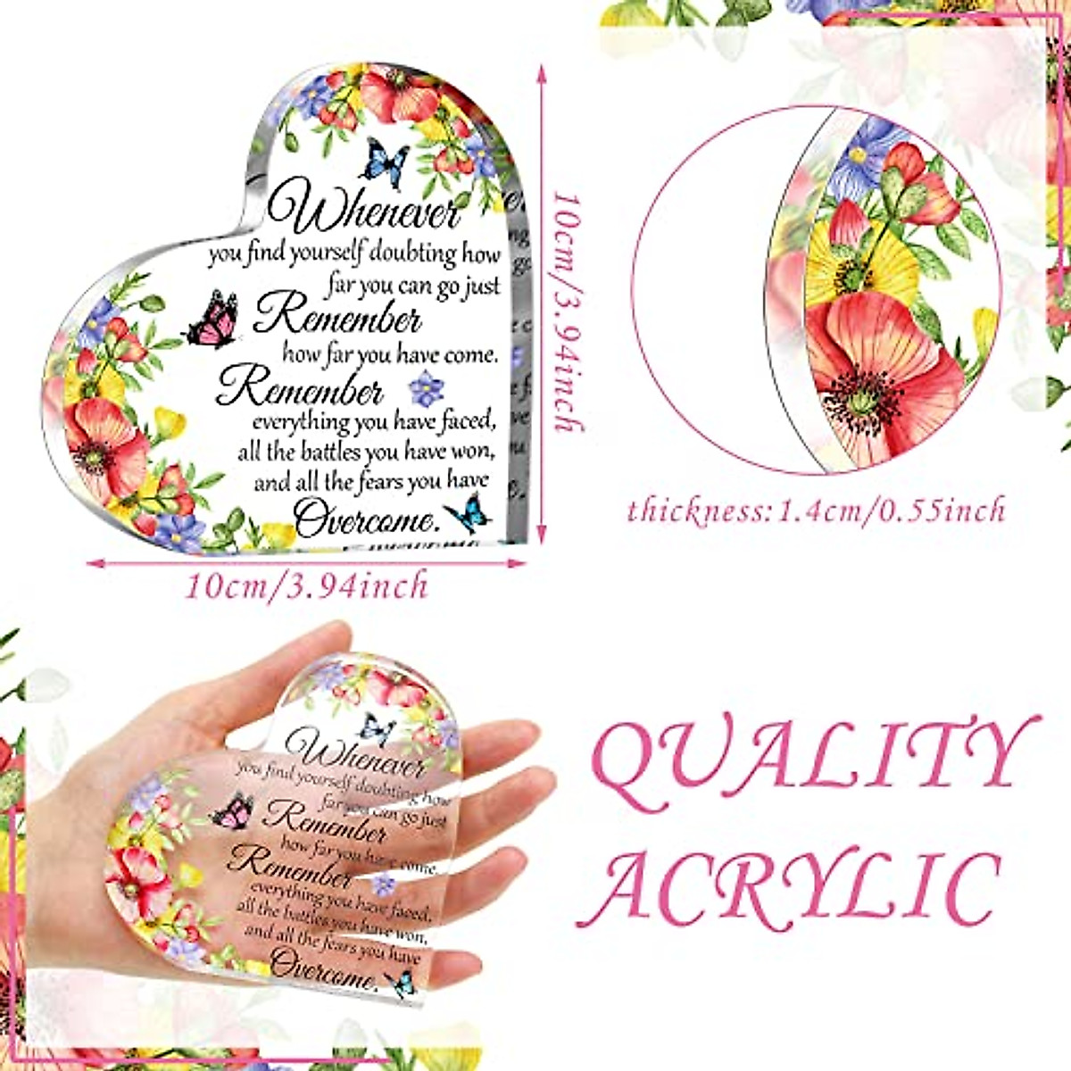 2023 Graduation Inspirational Acrylic Gifts for Women Heart Gifts Class of 2023 Graduation Gifts University College Middle High School Graduate Souvenir for Students Brave Acrylic Gifts (Butterfly)