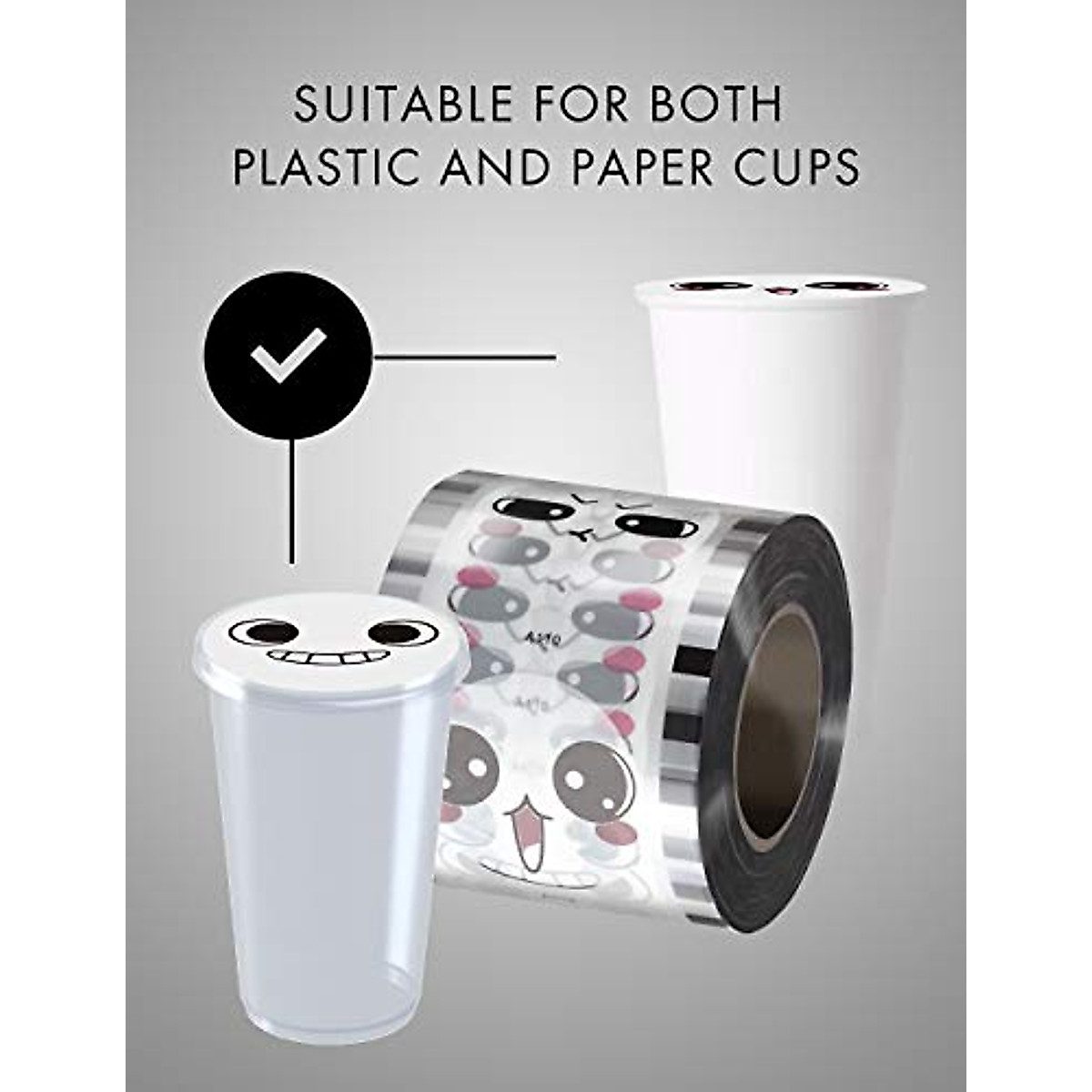 WantJoin Cup Sealing Film Tea Cup Sealing Film Boba Cup Sealer Film 90-105 mm 3000 Cups for PP Plastic and Paper Cups