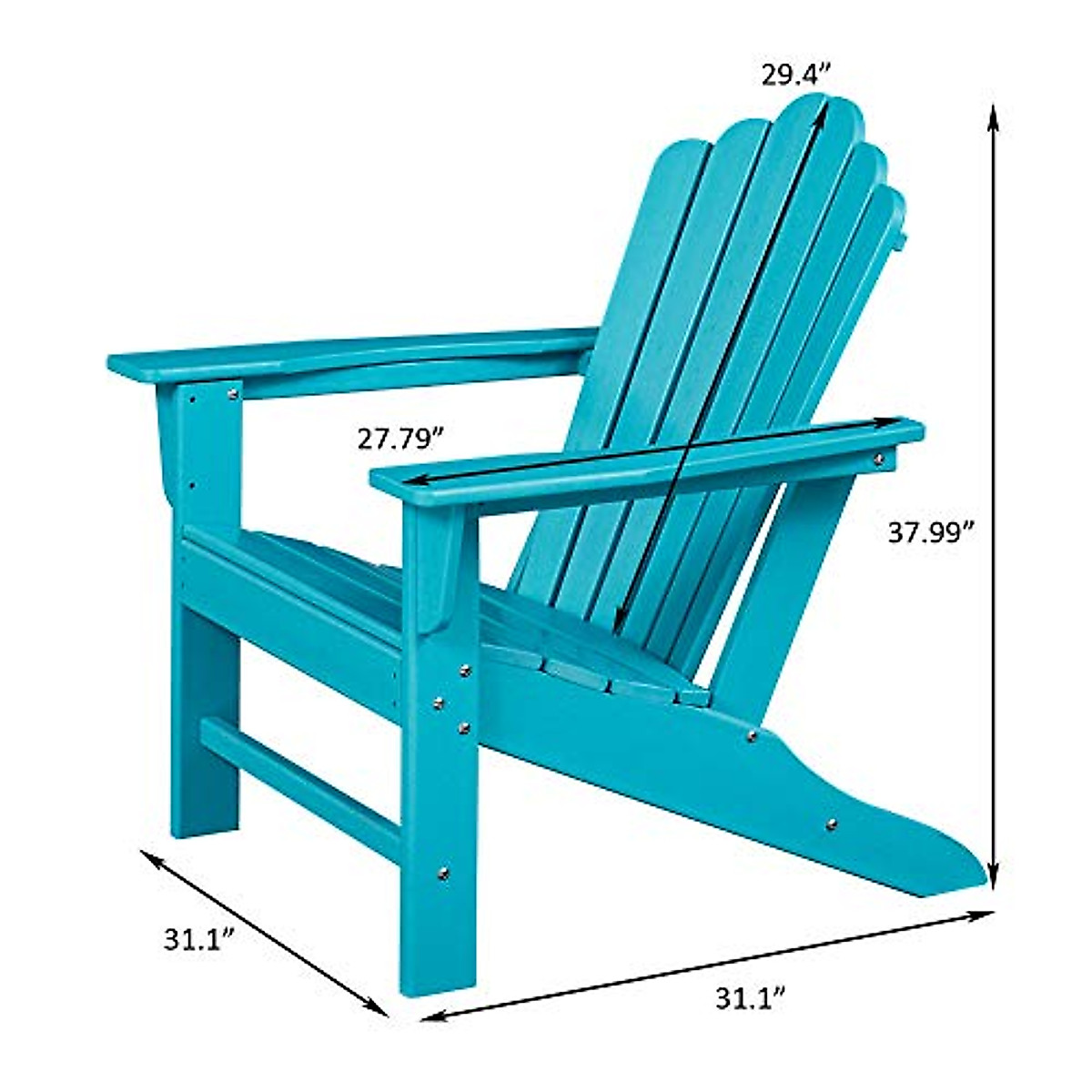 Classic Outdoor Adirondack Chair for Garden Porch Patio Deck Backyard, Weather Resistant Accent Furniture, Blue