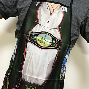 MOMOONNON Creative Bavarian Tracht Apron Lederhosen Apron Oktoberfest Bavarian Funny Apron Kitchen Cooking Grilling BBQ Baking Apron for Men