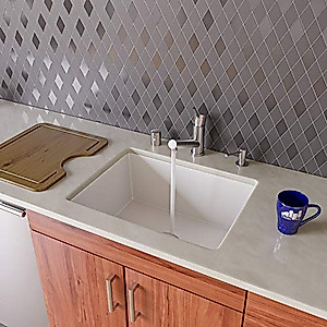 ALFI brand AB2420UM-W Undercount Single Bowl Granite Composite Kitchen Sink, 24", White