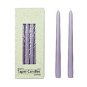 Zest Candle 12-Piece Taper Candles, 10-Inch, Lavender