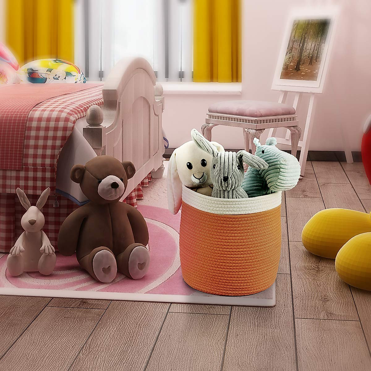 ICEBLUE HD Cotton Rope Storage Baskets 12X12.5 Inches Quality Woven Baskets Set of 2 Kids Toy Basket Large Rope Baskets