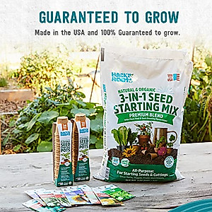 Back to the Roots 3-in-1 Seed Starting Mix 12 Quarts, 100% Organic & USA Made for Herbs, Veggies, Flowers, w/ Nutrient Rich Plant Food, Worm-Castings, & Moisture Controlling Yucca Brown
