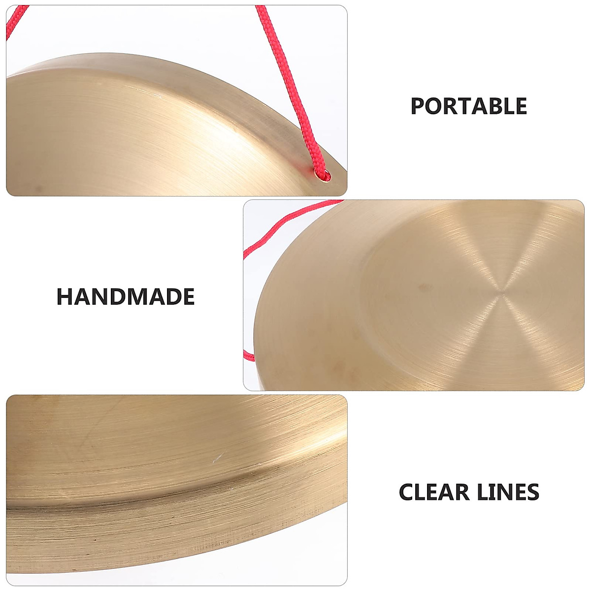 Generic Gong with Mallet, 22 cm/8.66inch Tam Tam Gong Traditional Chinese Percussion Instrument, Copper Decorative Chau Gong for Home, Office (H214140W243F9W3F2)