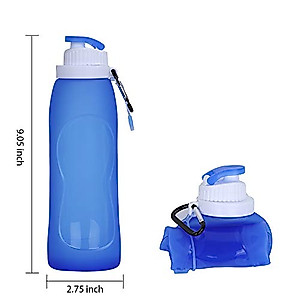 Collapsible Water Bottles(2 Count), MCOMCE Foldable Water Bottles for Travel & Collapsable Water Bottle with Clip for Backpack, Portable Silicone Water Bottle, Collapse Water Bottles for Travel