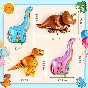 Dinosaur Foil Balloons, 8 Pcs Cartoon Dinosaur Mylar Balloons, Giant Dino Animal Balloons for Dinosaur Birthday Party Decorations Baby Shower Gender Reveal
