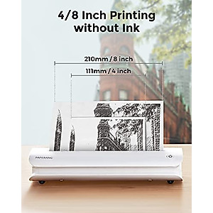 paperang GO Portable Printer with 300dpi Resolution Supports 8.5" X 11" US Letter Inkless Printing for Design Sketches, Invoices, Service Reports, and More - White