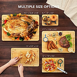 Bamboo Cutting Board Set, Wood Cutting Boards for Kitchen, Chopping Board Set with Juice Groove, Heavy Duty Charcuterie Boards for Meat (Butcher Block) Cheese, Large Cutting Boards (5-Pieces)