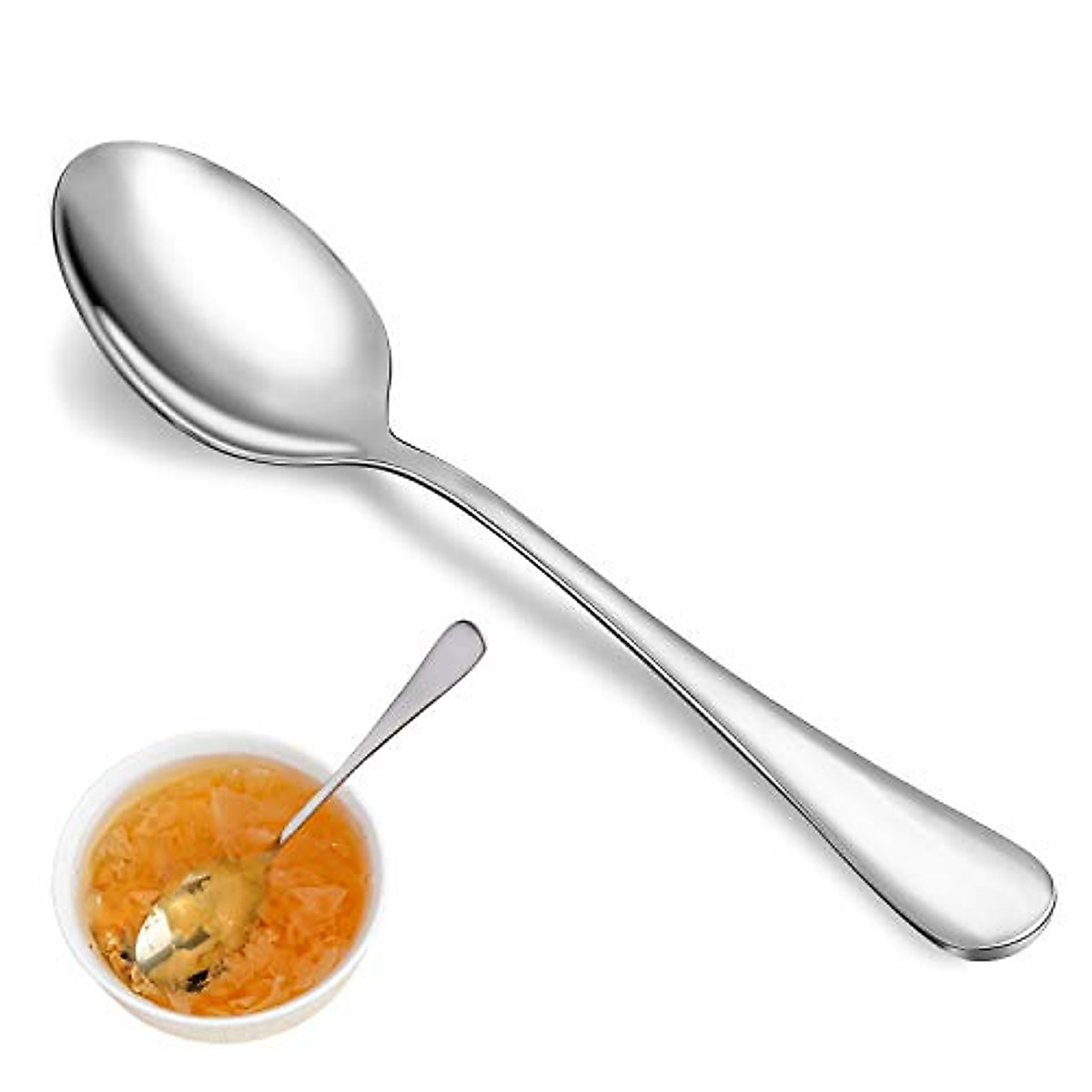 12 Pcs Dinner Spoon Set,Premium Food Grade Stainless Steel Spoons,Durable Metal Spoons,Tablespoon,Spoons Silverware Only,Mirror Finish & Dishwasher Safe,Use for Home,Kitchen and Restaurant - 7.3 inch