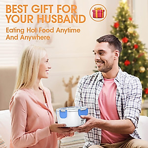 COROTC 60W Electric Lunch Box, 12V/24V/110V 3 In 1 Leak Proof Food Warmer Lunch Box For Car/Truck/Home/Office, 1.5L Portable Food Warmer With 304 Stainless Steel Tray, Fork, Spoon, Compartment